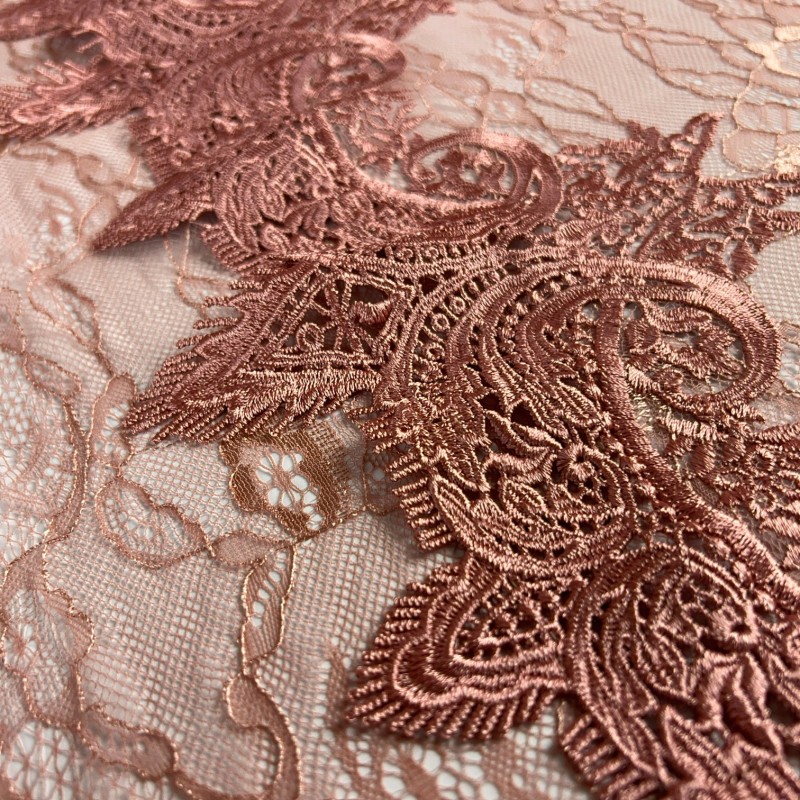 Encaije rosa palo blonda fantasia